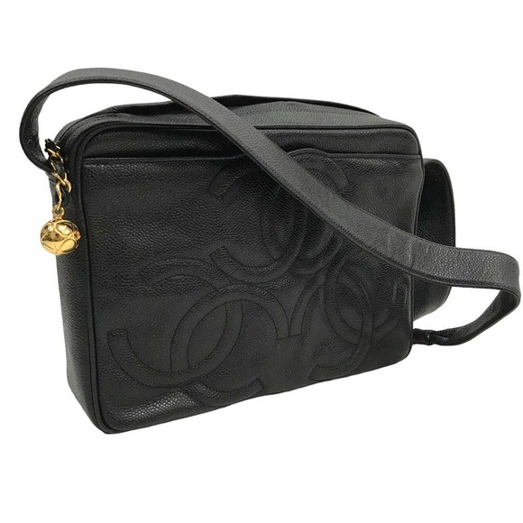 CHANEL | Bags | Chanel Triple Coco Shoulder Bag Caviar Skin Black ...
